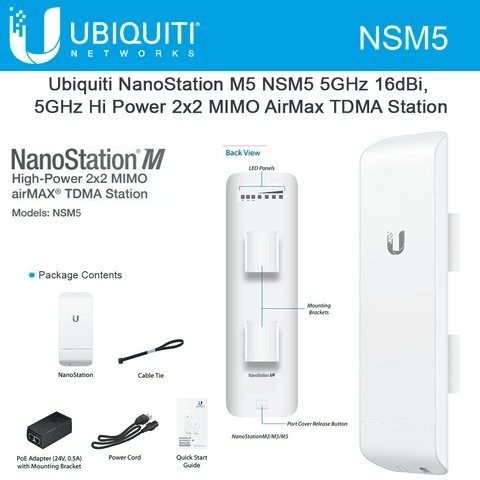Ubiquiti NanoStation M5 MIMO Wireless Bridge/Base Station